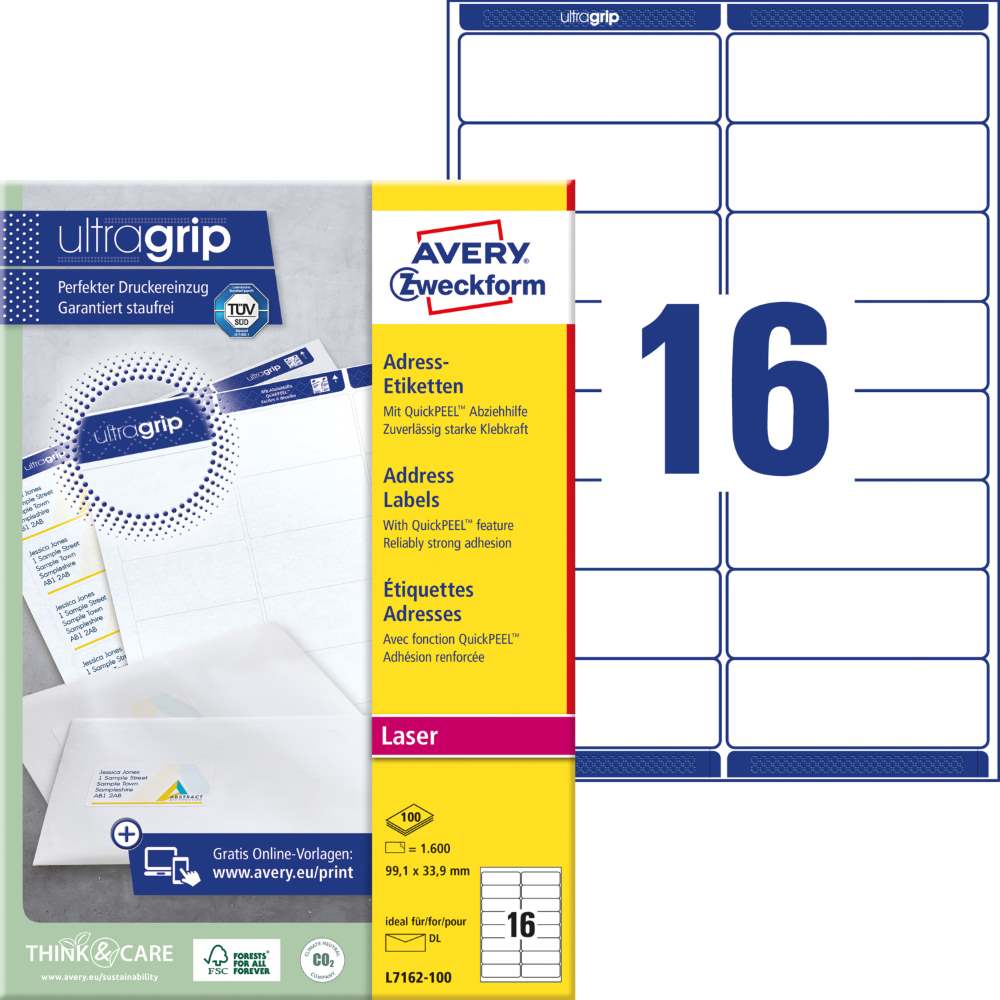 Etikete papirne bele za naslove Avery Zweckform L7162-100, 99,1 x 33,9